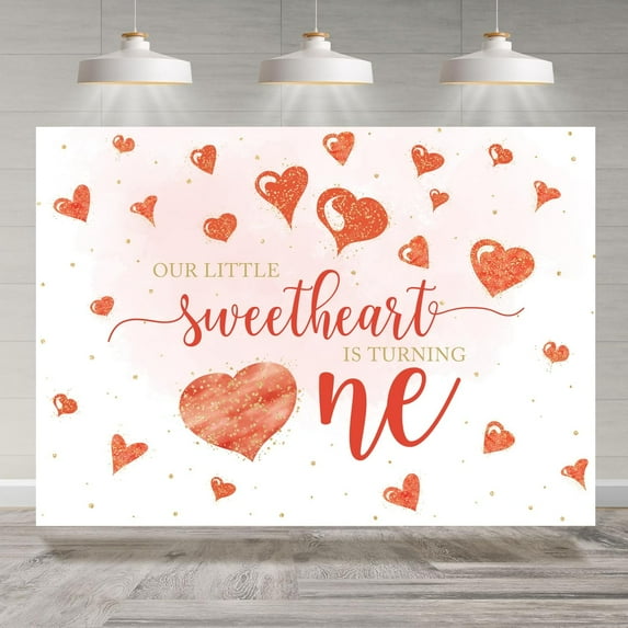 7x5Ft Sweetheart 1st Birthday Backdrop for Girls Our Little Sweetheart ...