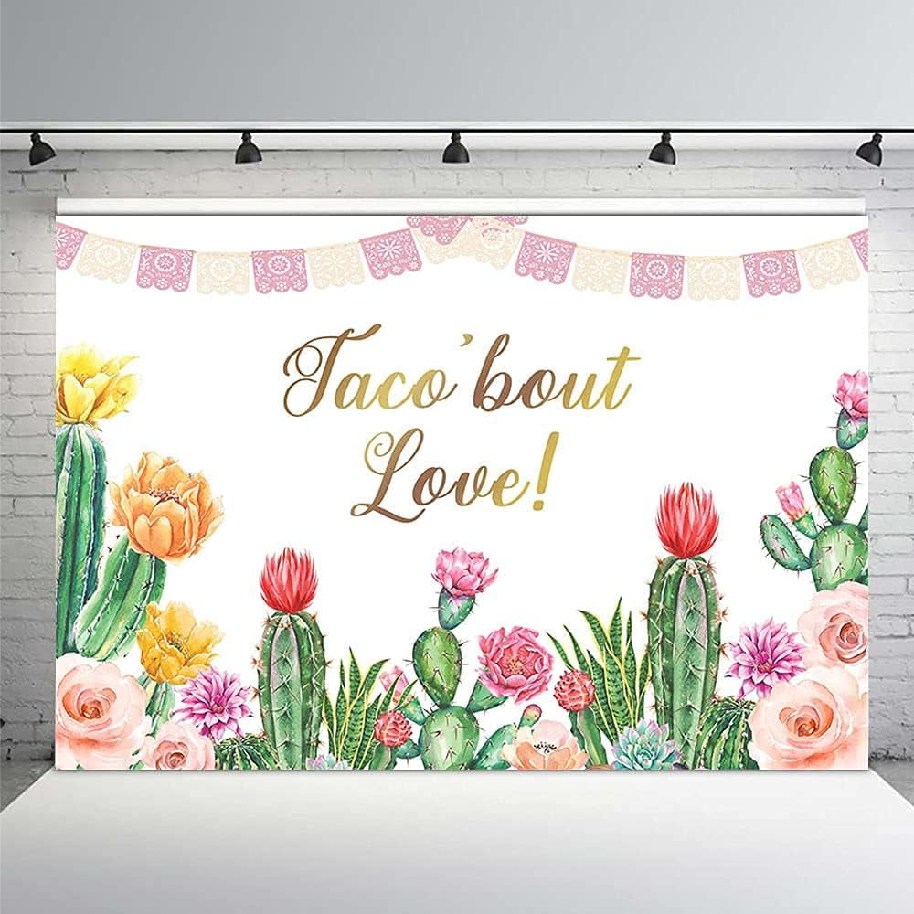 7x5Ft Taco Bout Love Photo Backdrop Mexican Fiesta Cactus Pink Floral ...