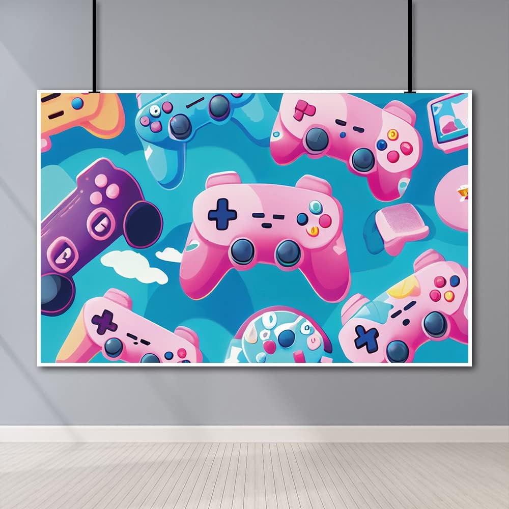 7x5Ft Video Game Backdrops Pink Purple Game Controller Gamepad ...
