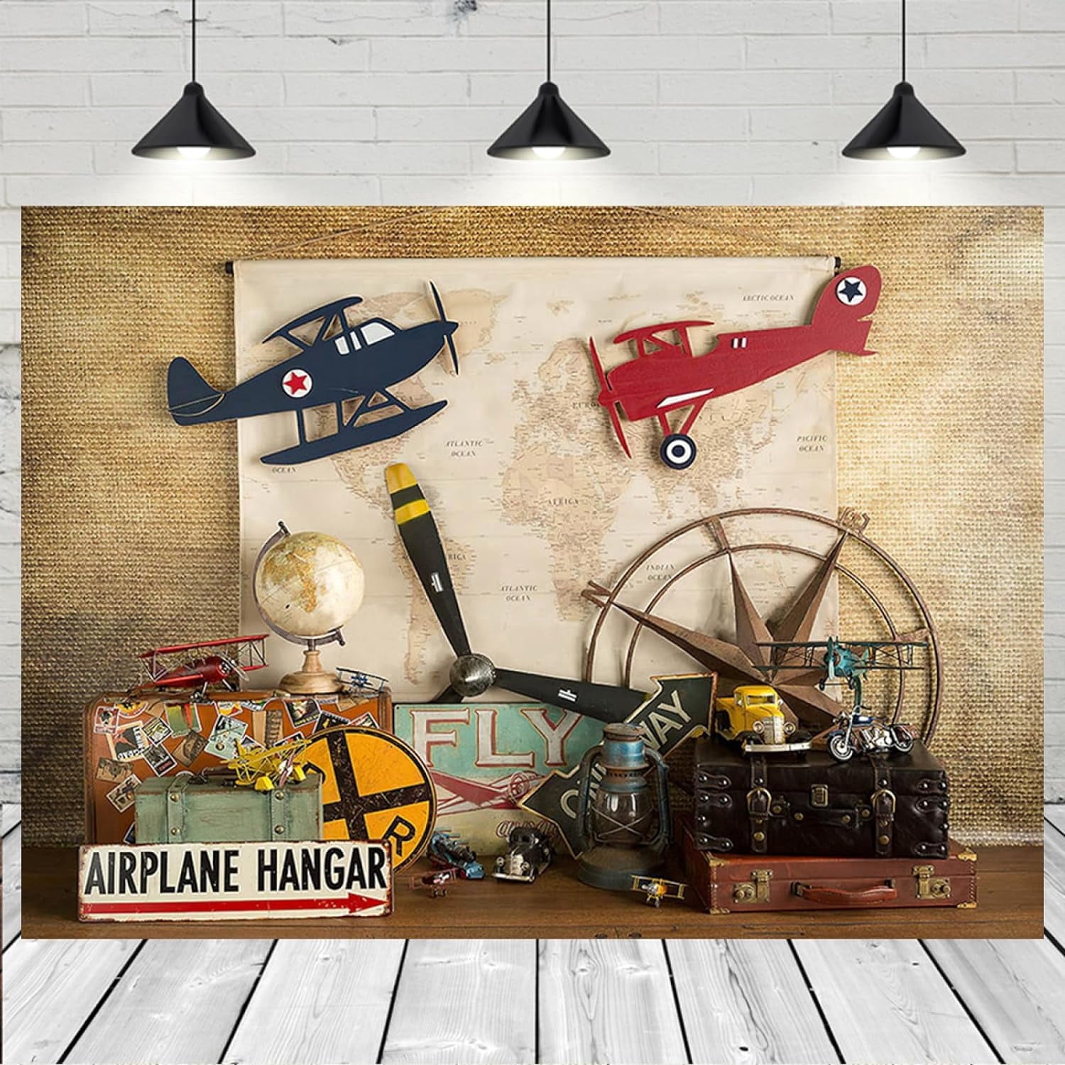 7x5Ft Vintage Flying Dream Backdrop for Boy Pilot Map Aircraft Travel ...