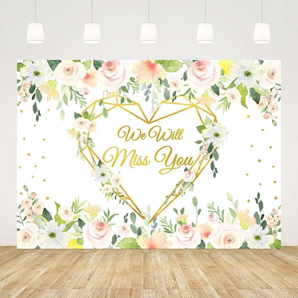 7x5Ft We Will Miss You Backdrop Pink Flowers Photography Background ...