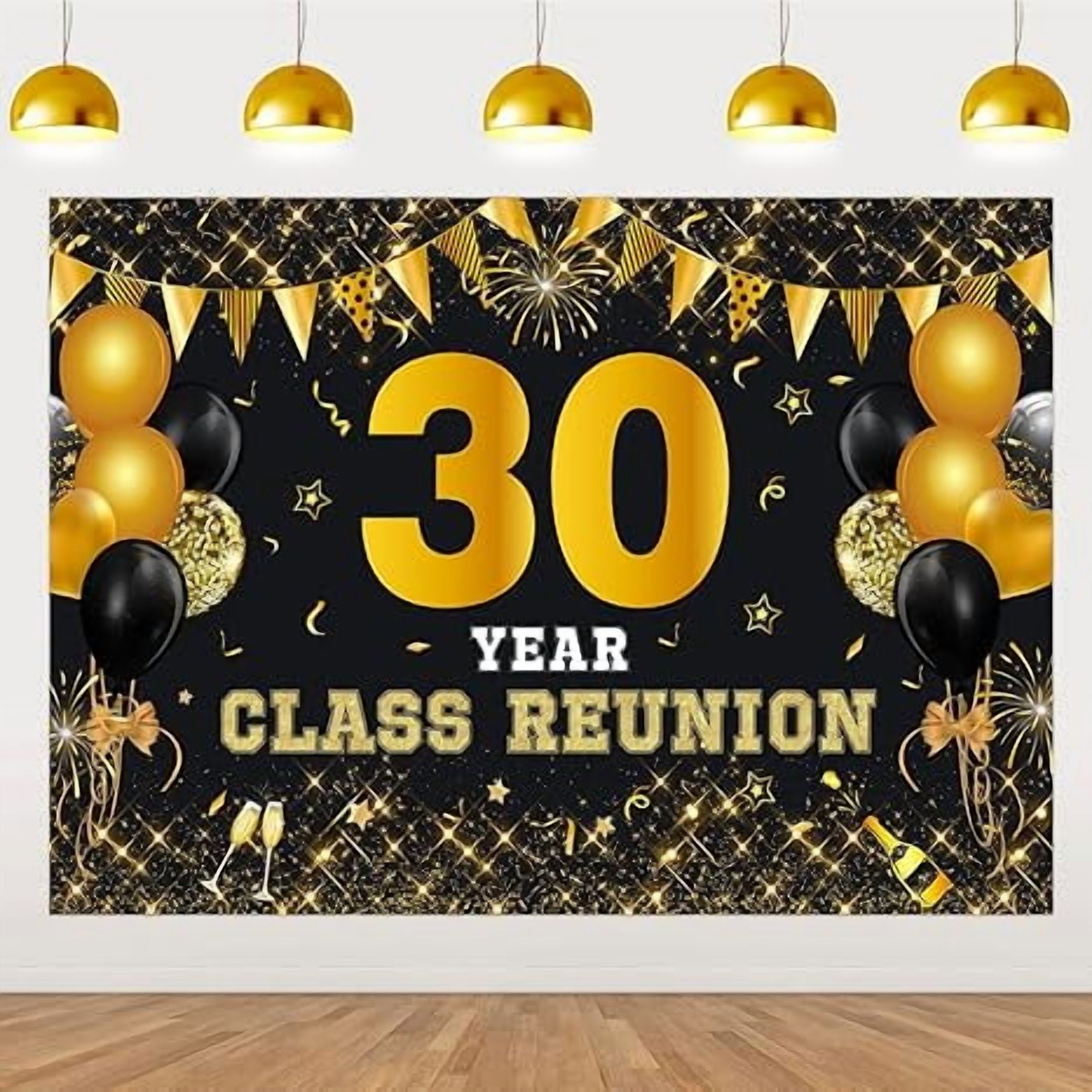 7x5ft 30 Year Class Reunion Backdrop - Black and Gold 30th School Class ...
