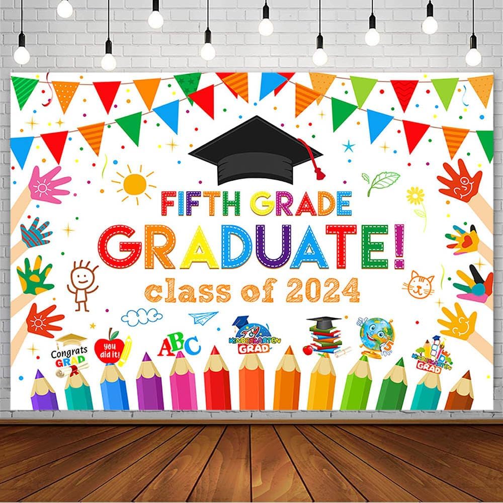 7x5ft 5th Grade Graduation Photo Backdrop Class of 2024 Fifth Grade ...