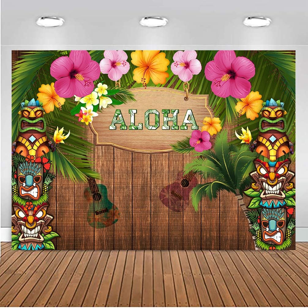 7x5ft Aloha Luau Party Backdrop for Summer Tropical Hawaiian Tiki ...