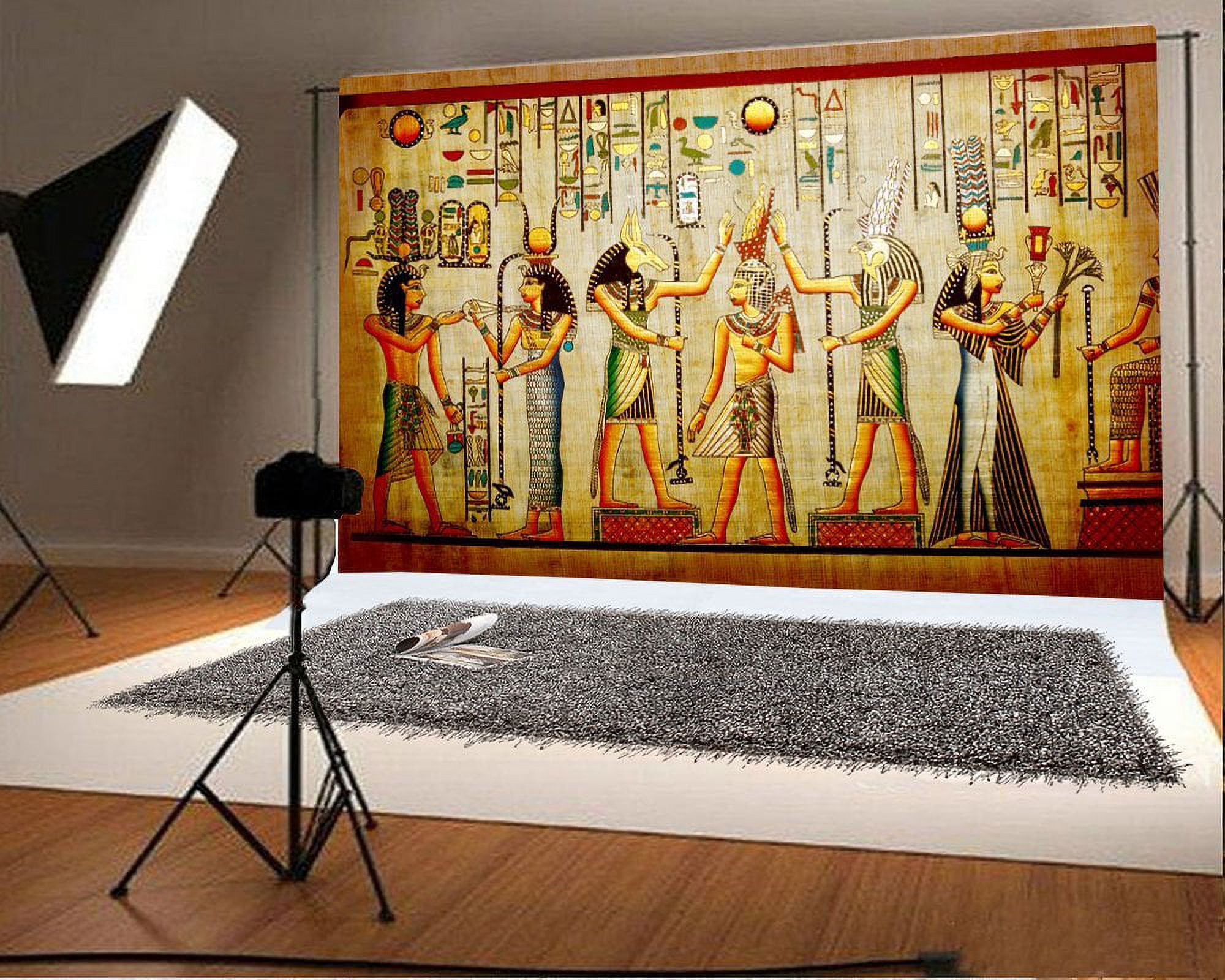 7x5ft Ancient Egyptian Backdrop Hieroglyphics Pharaoh Mural Painting ...