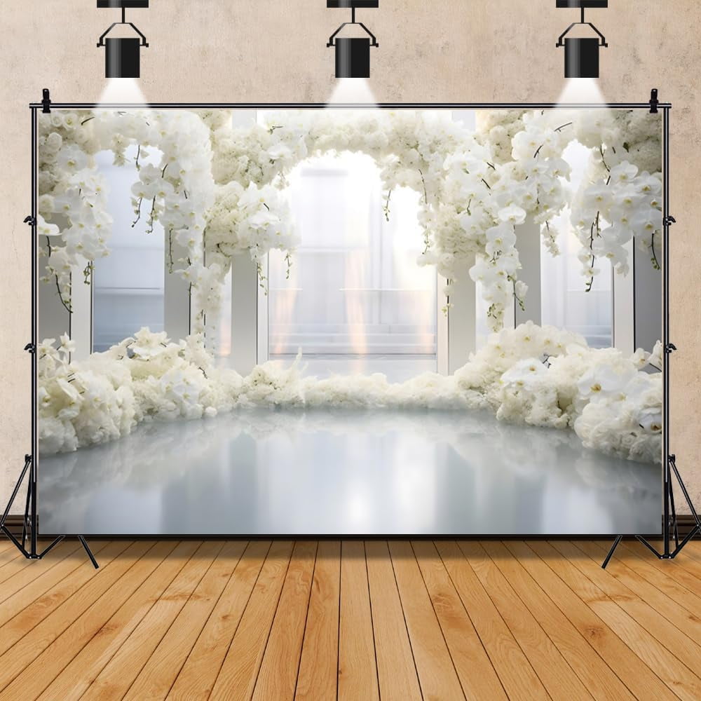 7x5ft Arch White Rose Butterfly Orchid Flowers Wedding Backdrop Romance ...