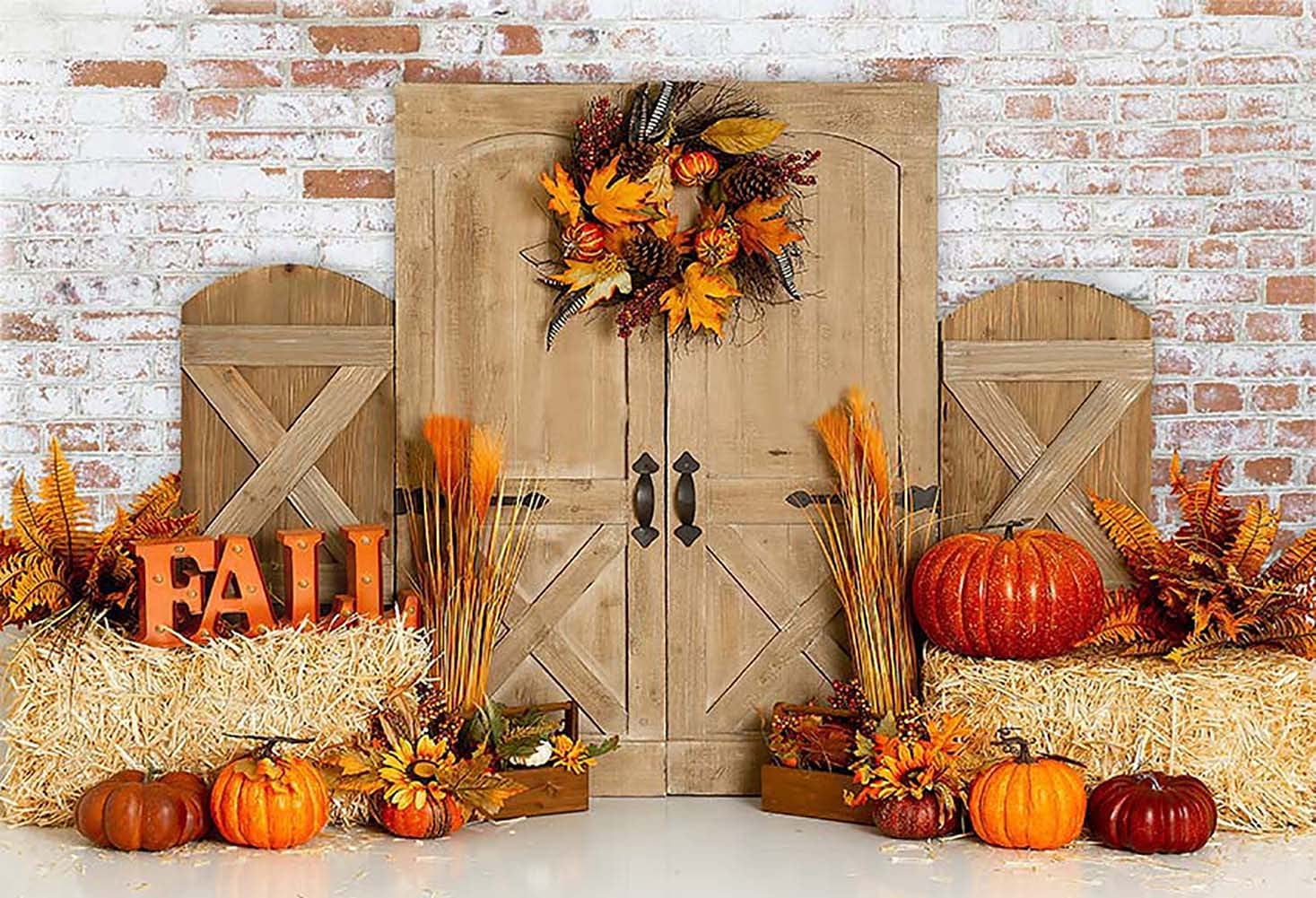 7x5ft Autumn Halloween Thanksgiving Photography Backdrop Fall Barn ...