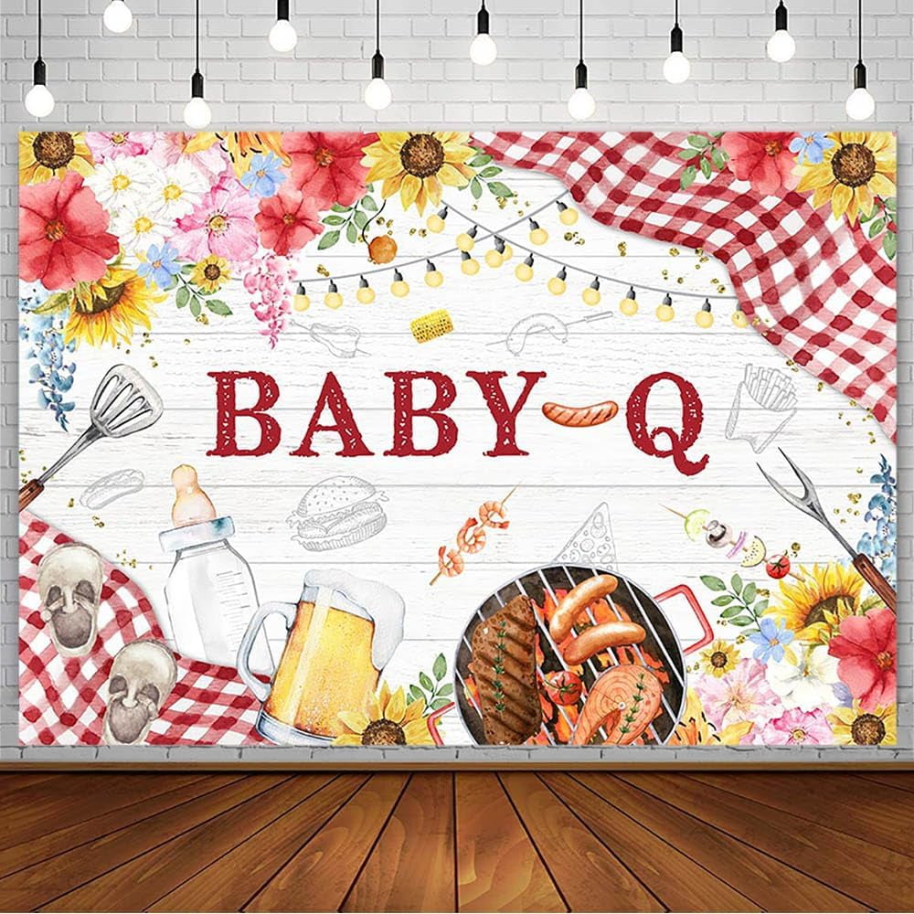 7x5ft BBQ Baby Shower Backdrop It’s A BabyQ Newborn Baby Barbecue Party ...