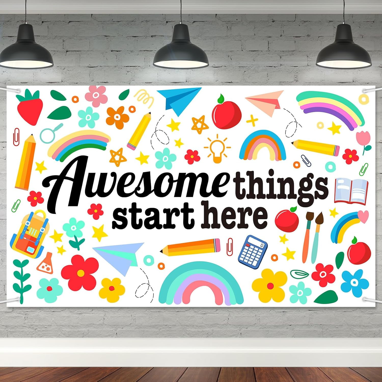 7x5ft Back to School Classroom Backdrop Awesome Things Start Here ...