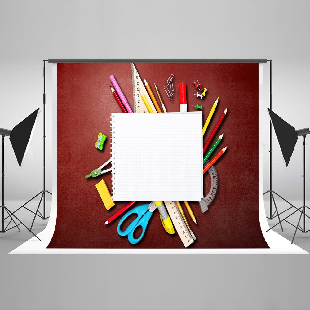 7x5ft Back to School Theme Photography Backdrops Colorful Stationery ...