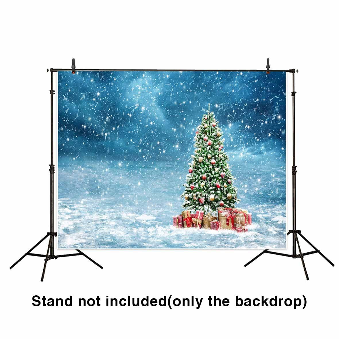 7x5ft Backdrop Decorated Christmas Tree on Snowy Winter Night Bokeh ...