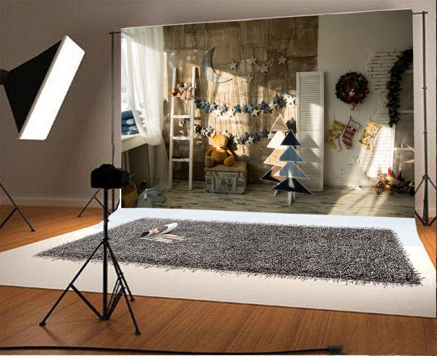 7x5ft Backdrop Photography Background Christmas Fairy Walls Garlands ...