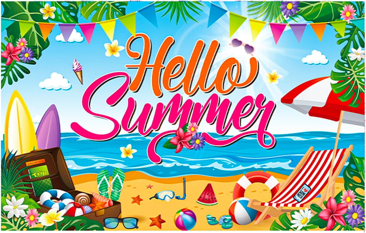 7x5ft Backdrop Summer Backdrop for Summer Party, Summer Banner Beach ...