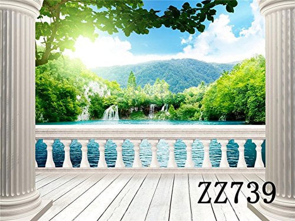 7x5ft Balcony Lake Scenery Photography Backdrop Studio Background Photo ...