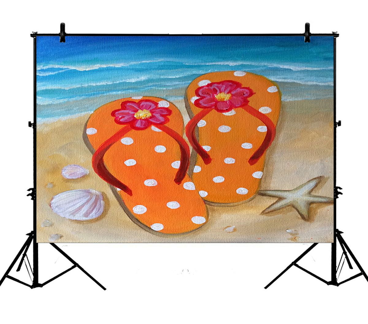 7x5ft Beach Flip Flops Polyester Photography Backdrop For Studio Prop ...