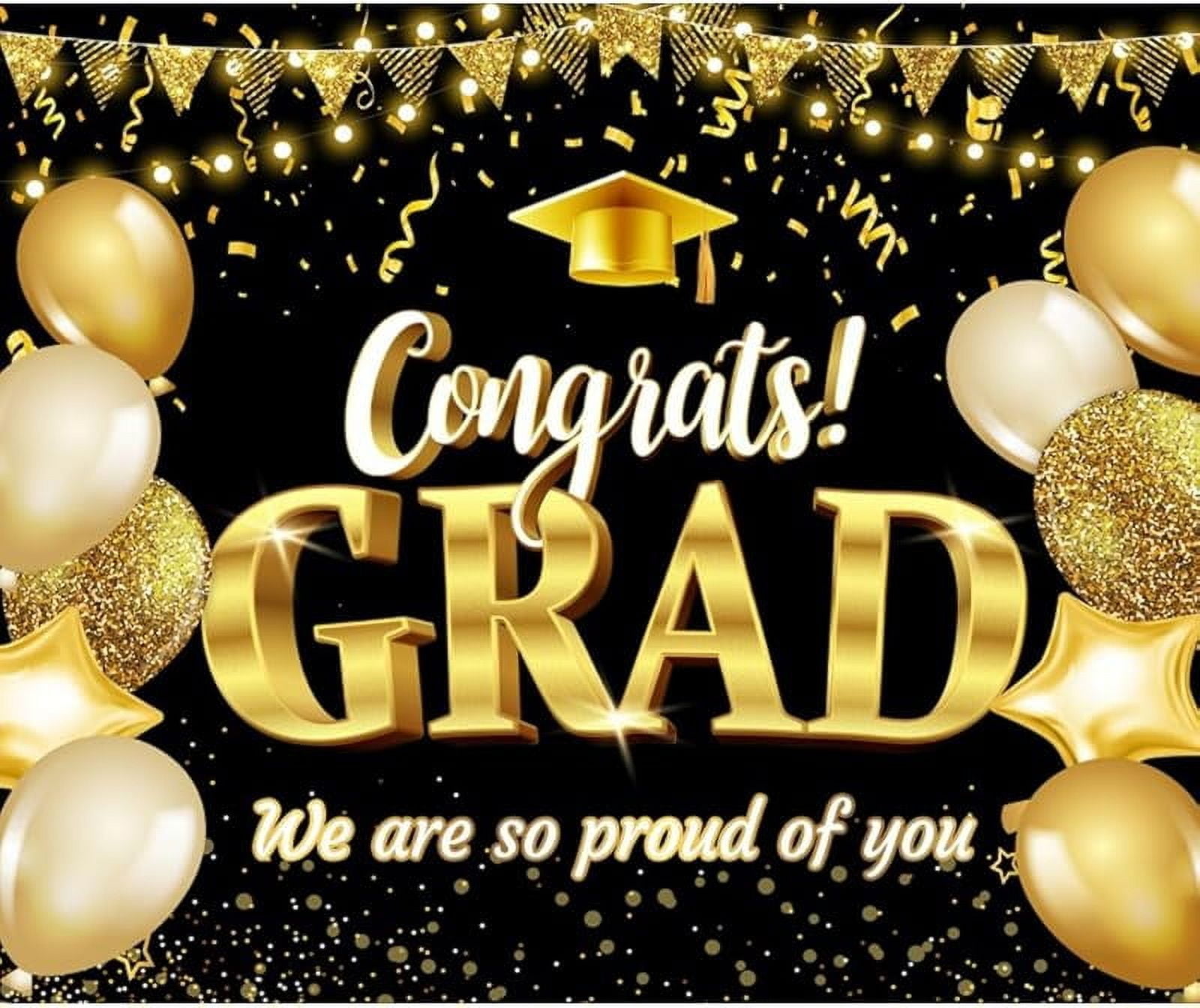 7x5ft Beautiful Backdrop Blue Gold Graduation Backdrop for Party ...