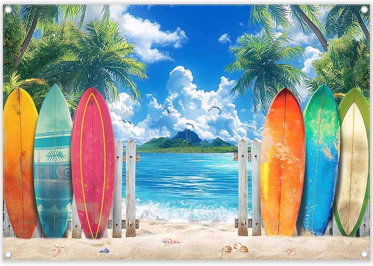 7x5ft Beautiful Backdrop Summer Surfboard Beach Photography Backdrop ...