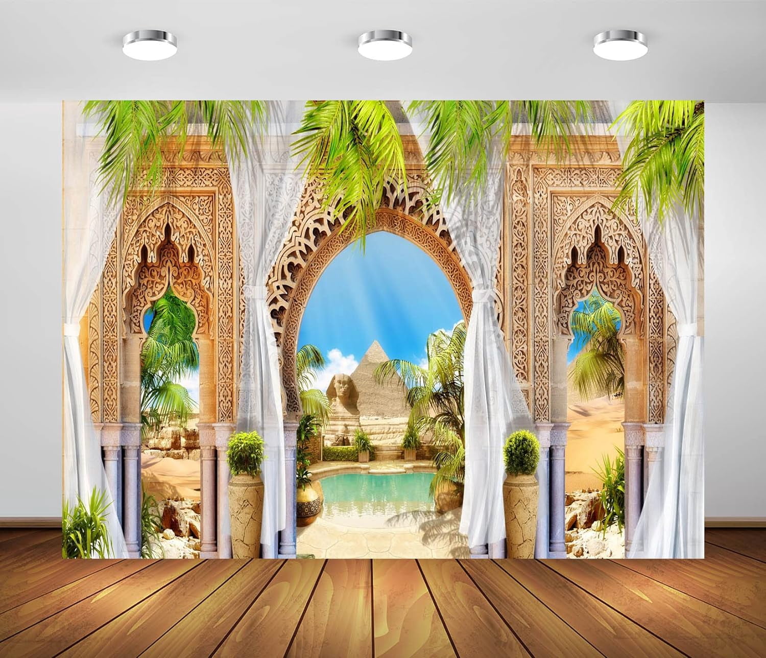 7x5ft Beautiful Egypt Fresco Party Backdrop - Stunning Desert Pyramid ...