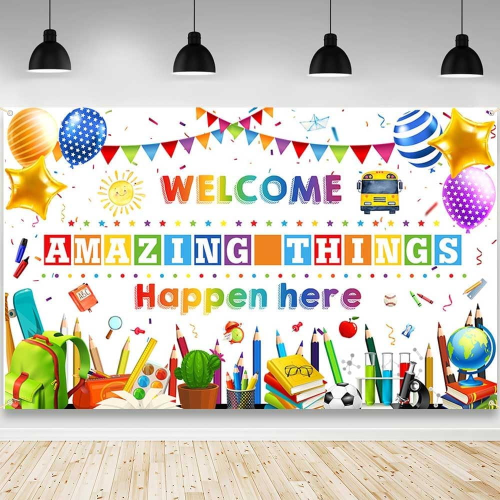7x5ft Beautiful Welcome Back to School Backdrop Amazing Things Happen ...