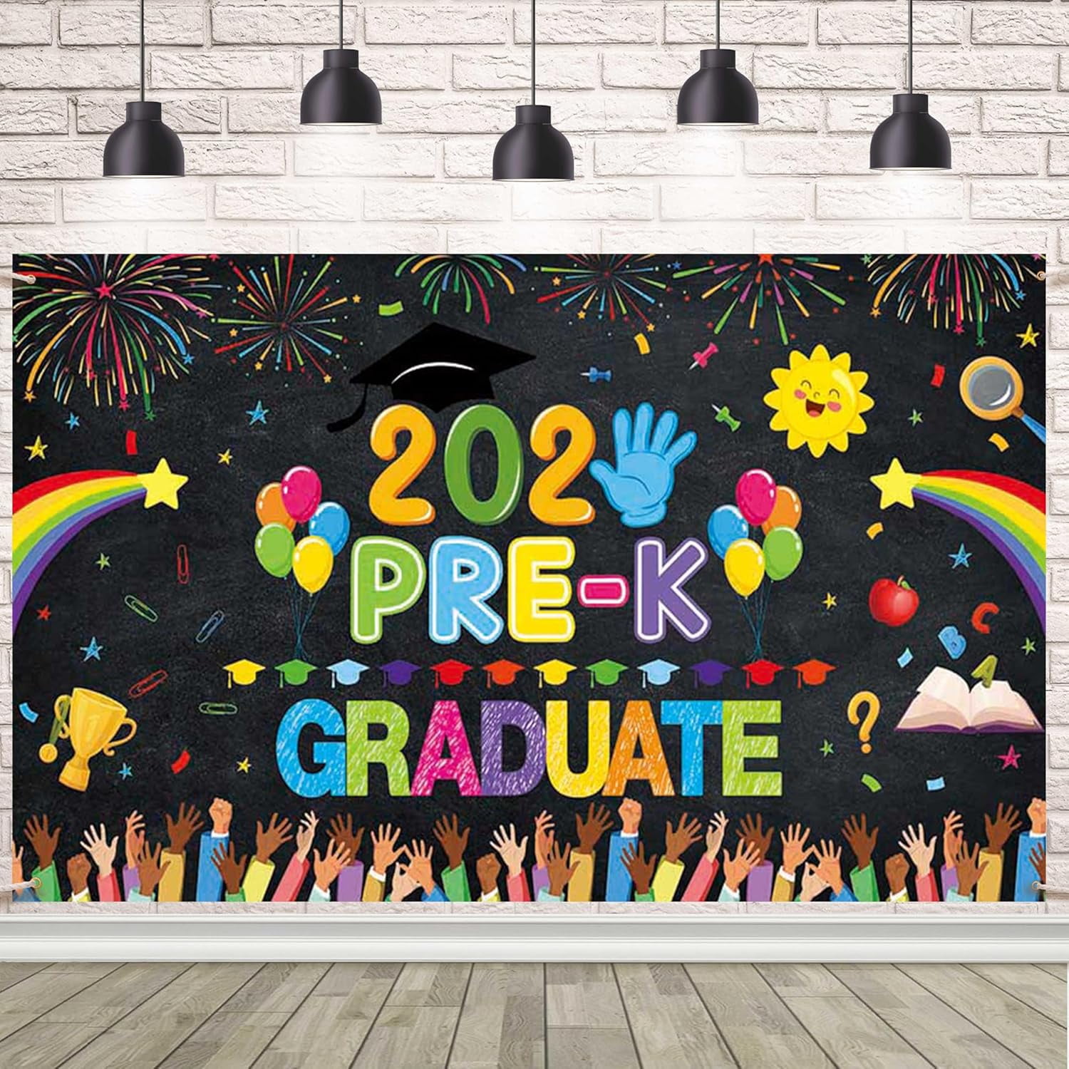 7x5ft Black Preschool Graduation Pretty Backdrop Blackboard Preschool ...