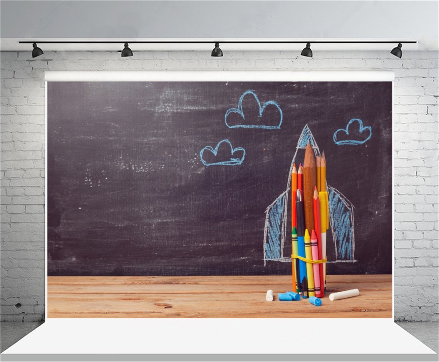7x5ft Blackboard Backdrop Creative Abstract Rocket Photography ...