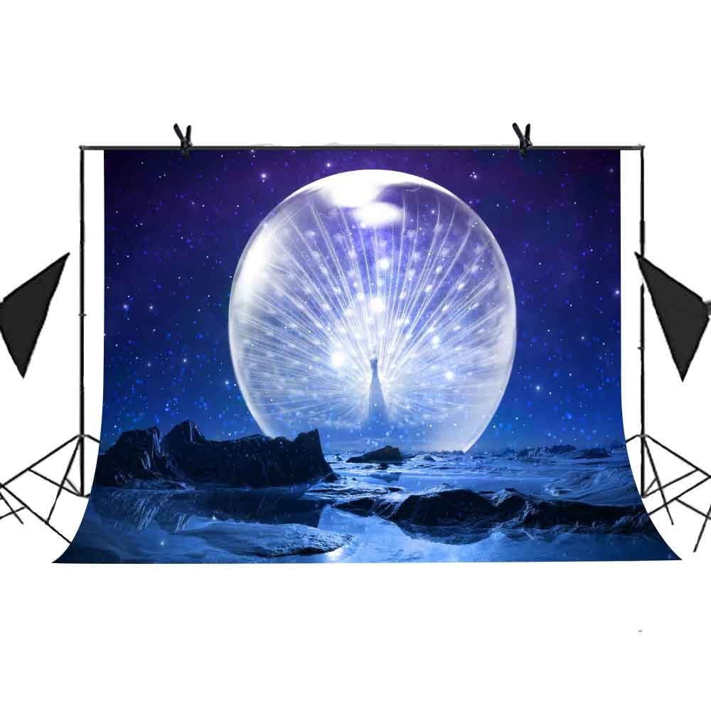 7x5ft Blue Sky Photography Backdrop Peacock Stone Starry Sky Blue ...