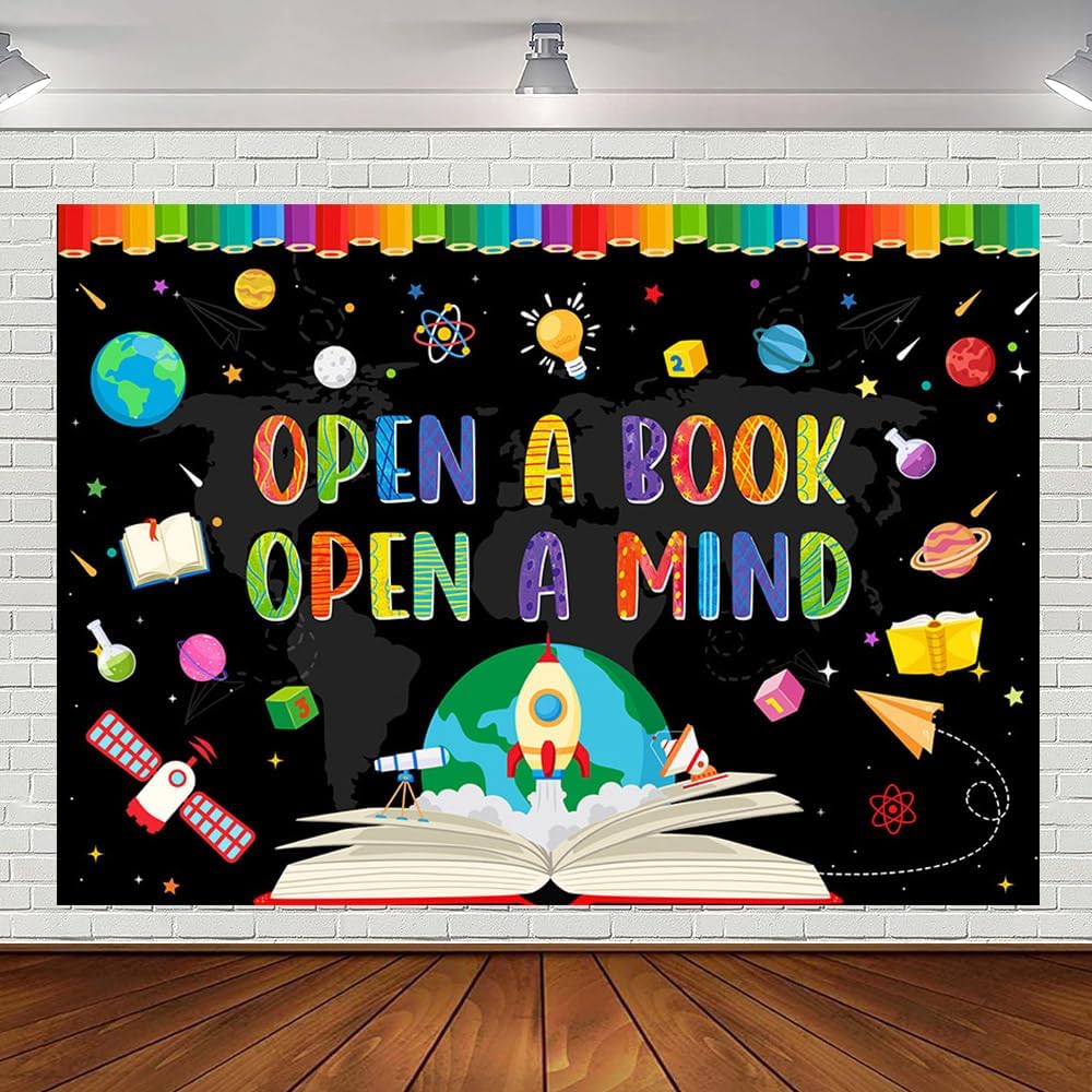 7x5ft Book Backdrop World Book Day Backdrop Open a Book Open a Mind ...