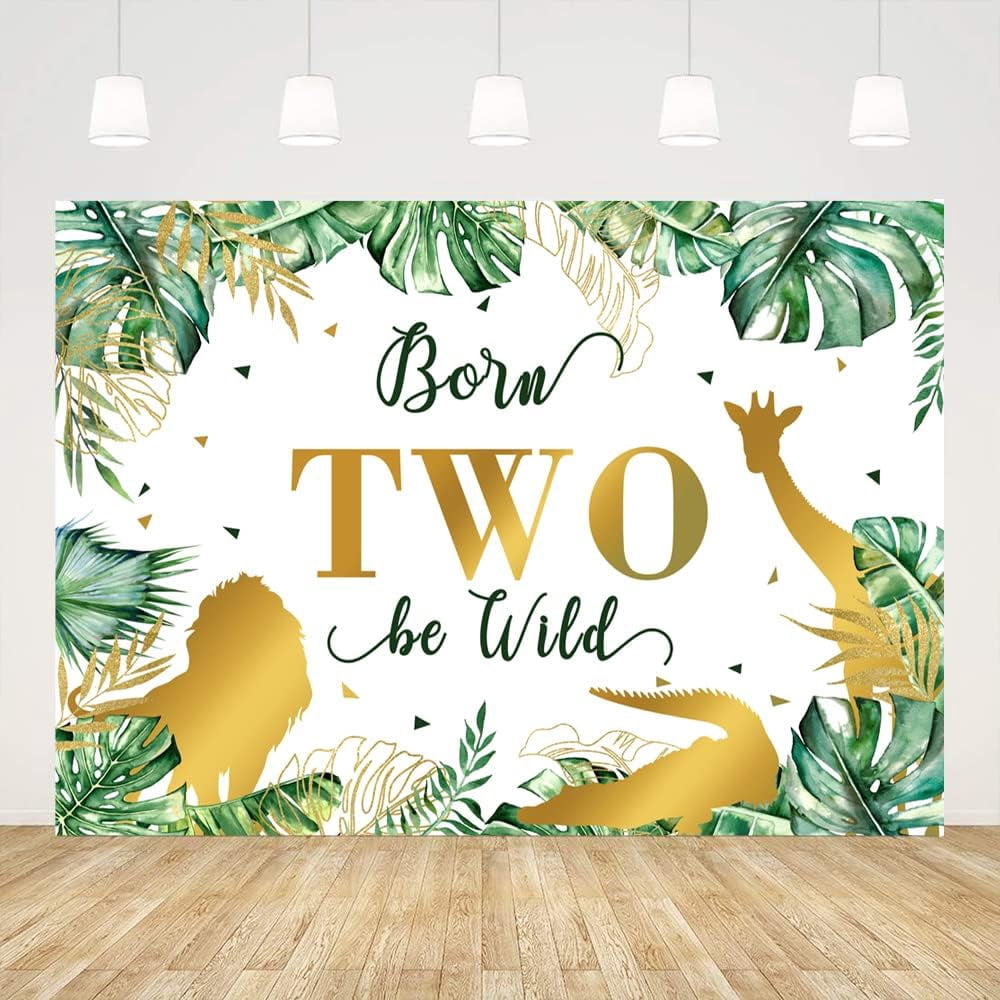 7x5ft Born Two Be Wild 2nd Birthday Backdrop Jungle Safari Animals ...