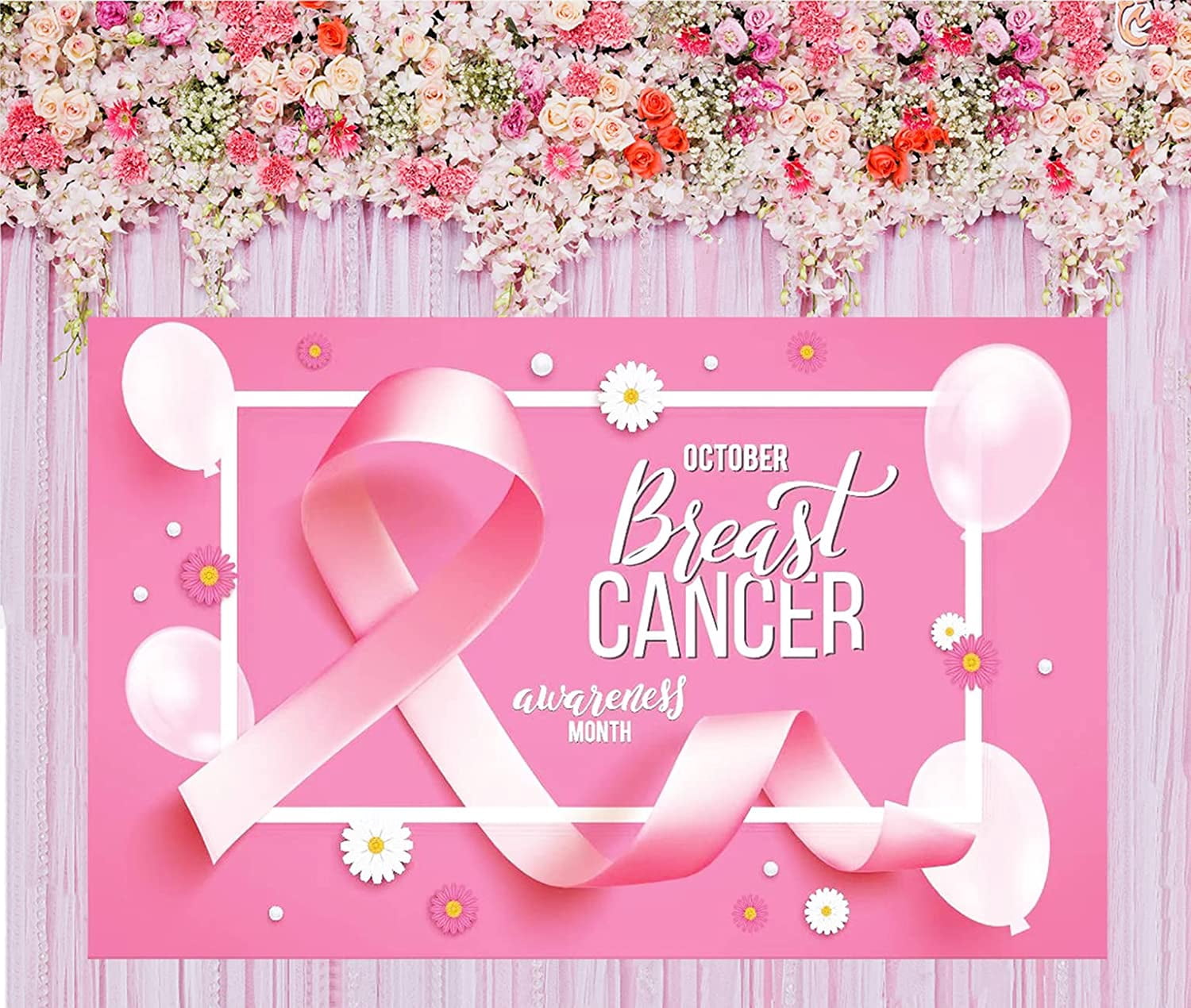 7x5ft Breast Cancer Awareness Inspirational Banner Backdrop Decorations ...