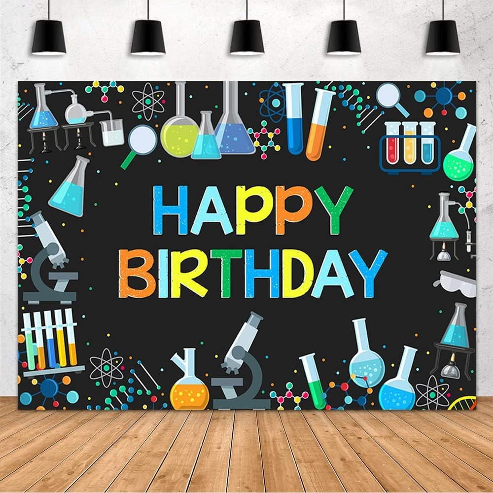 7x5ft Chemical Science Birthday Theme Backdrop Mad Science Happy ...