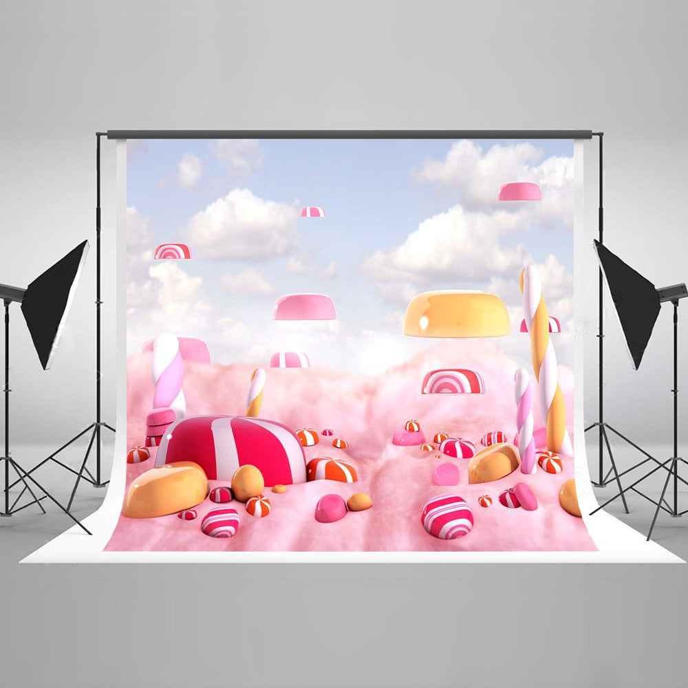 7x5ft Children Backdrops for Photographers Colorful Candies above Pink ...