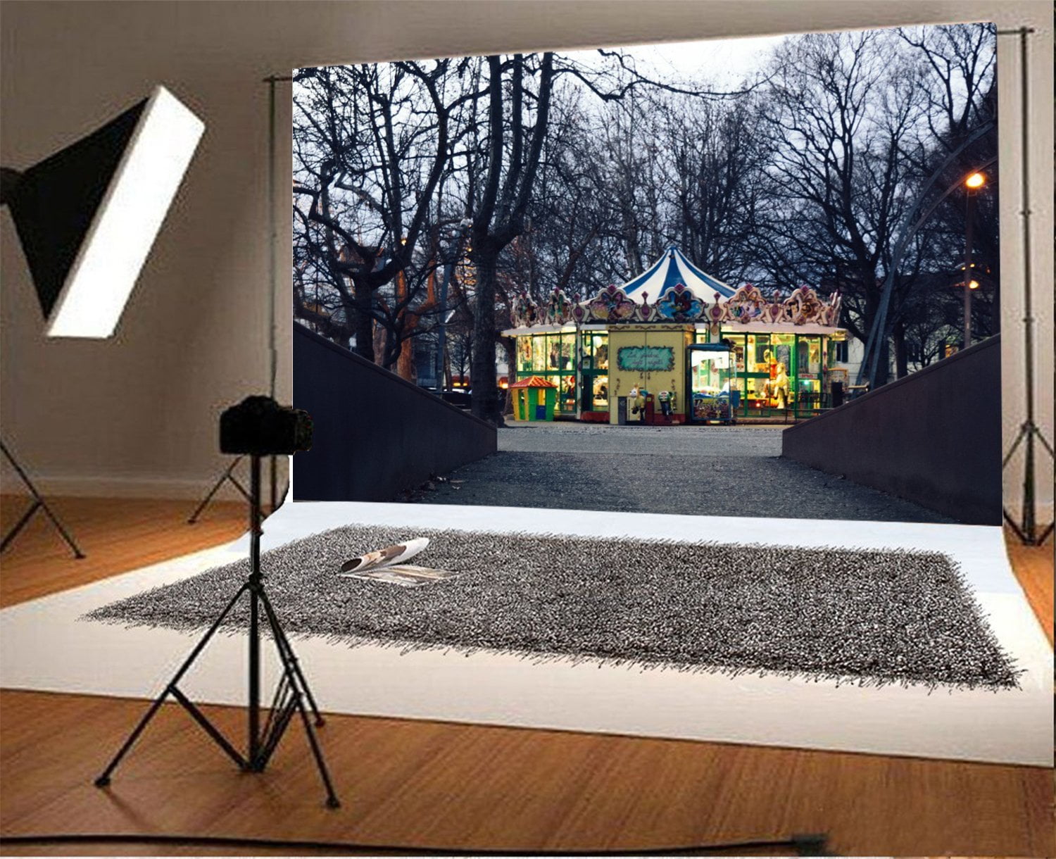 7x5ft Children's Playground Backdrop Forest Trees Winter Nature Park ...