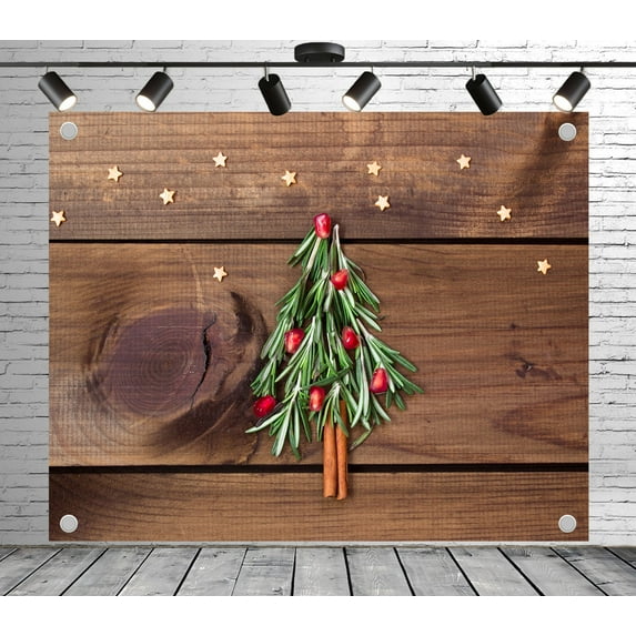 7x5ft Christmas Backdrop DIY Herbal Tree Photo Backdrop Wood Panel ...