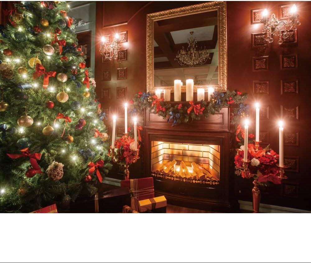 7x5ft Christmas Fireplace Themed Backdrop Christmas Tree Xmas T
