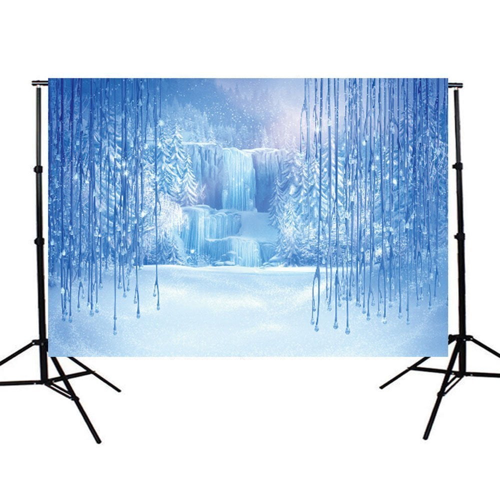 7x5ft Christmas Winter Frozen Snow Ice Crystal Pendant World Backdrops ...