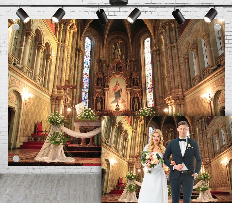 7x5ft Church Wedding Photoshoot Backdrop Solemn and Romantic Fusion of ...