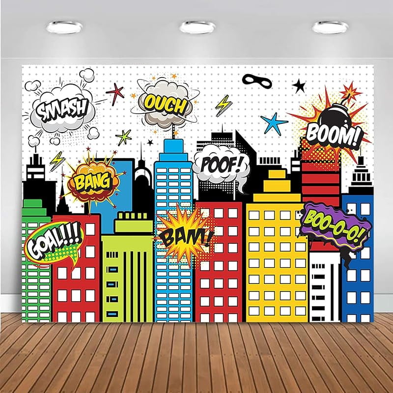 7x5ft City Backdrop Super City Hero Party Decorations for Boys Birthday ...