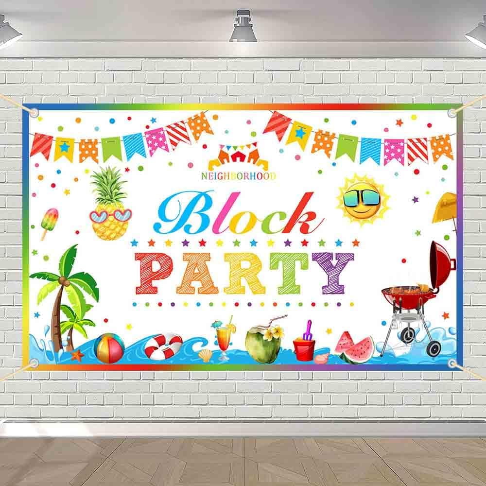 7x5ft Colorful Neighborhood Block Party Backdrop for Kids Summer ...
