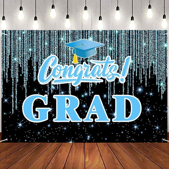 7x5ft Congrats Grad Backdrop Blue Class of 2026 Graduation Background ...