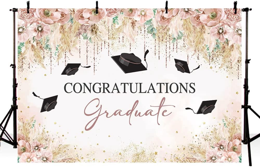 7x5ft Congratulations Graduate Backdrop Congrats Grad Banner Boho ...