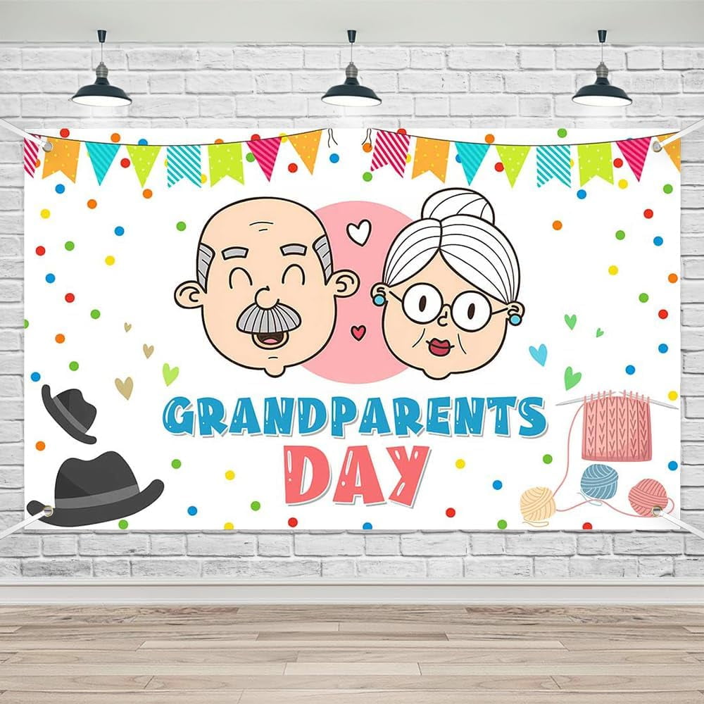 7x5ft Cozy Backdrop Happy Grandparents Day Banner Best Grandpa Grandma ...