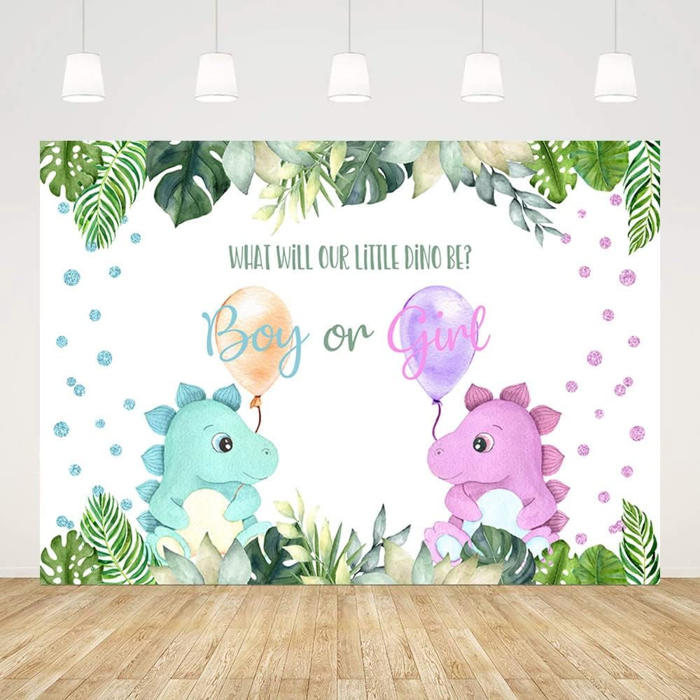 7x5ft Dinosaur Gender Reveal Backdrop Boy or Girl What Will Our Little ...