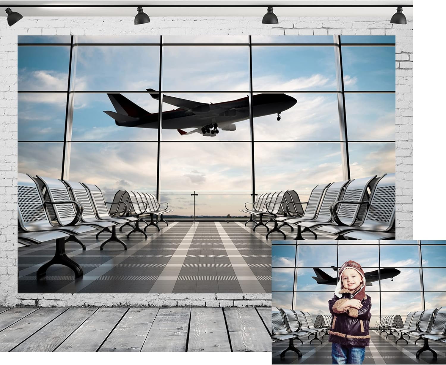7x5ft Durable Airport Backdrop Fabric No Wrinkles Airplane Photography ...