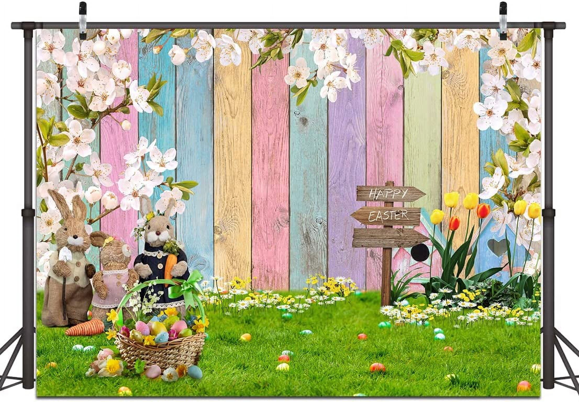 7x5ft Easter Backdrop Spring Easter Backdrop Colorful Wood Backdrop ...