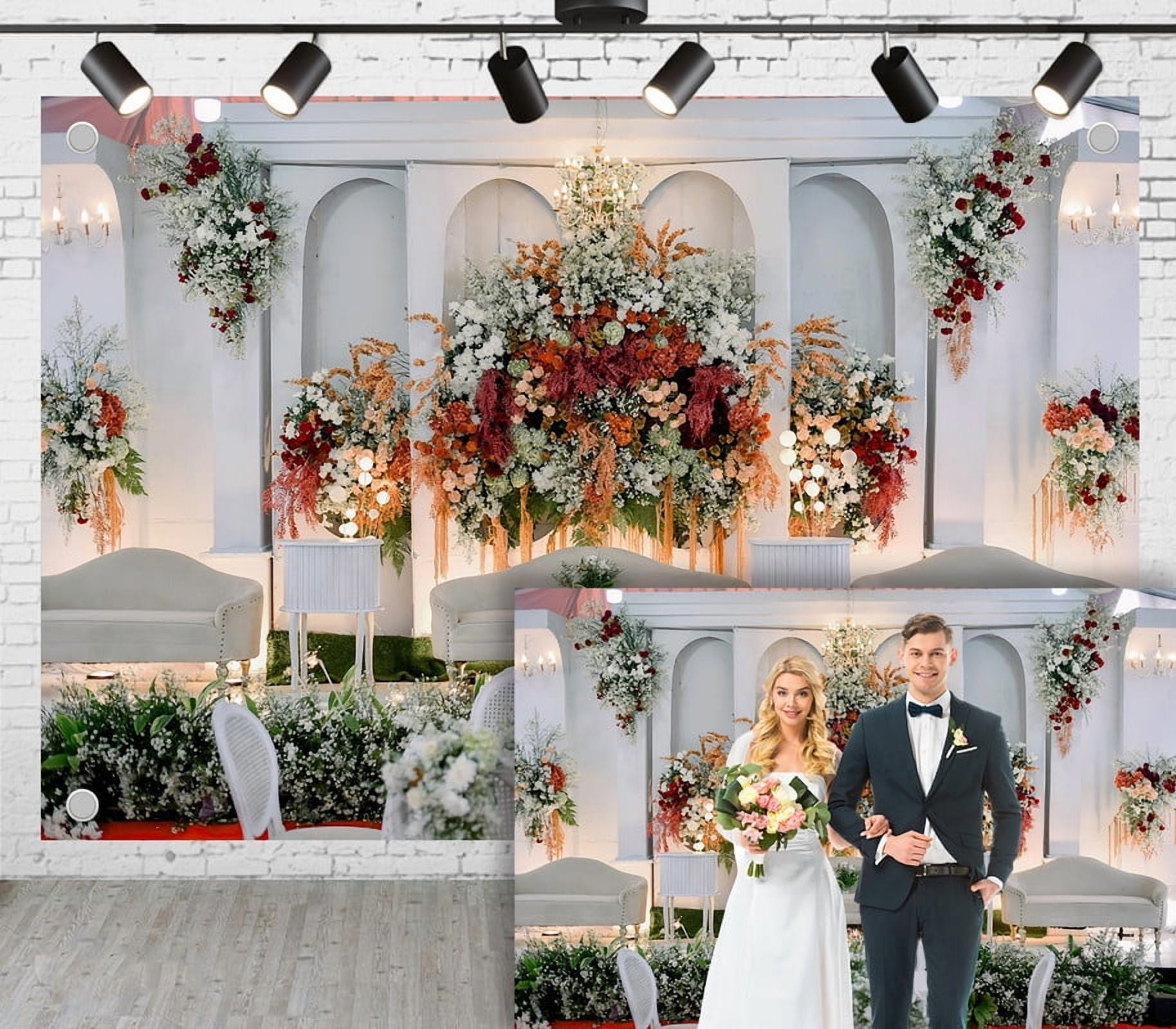 7x5ft European Palace Wedding Photoshoot Backdrop Flower Arch with ...