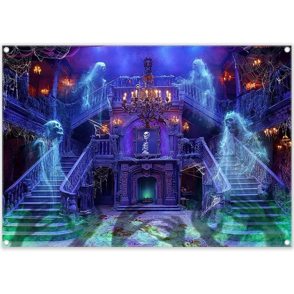 7x5ft Fabric Halloween Backdrop Spooky Medieval Castle Horror Haunted ...