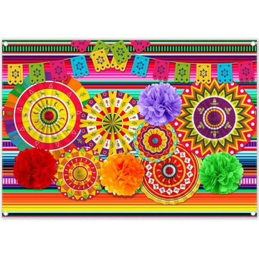 SUNOLIFE 7x5ft,Mexico Fiesta Party Backdrop Banner,Paper Flower Cinco ...