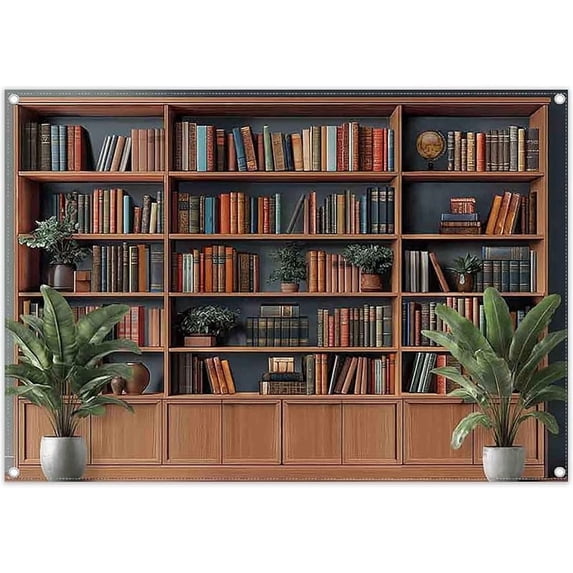 7x5ft Fabric Wooden Bookcase Backdrop Vintage School Library Study ...