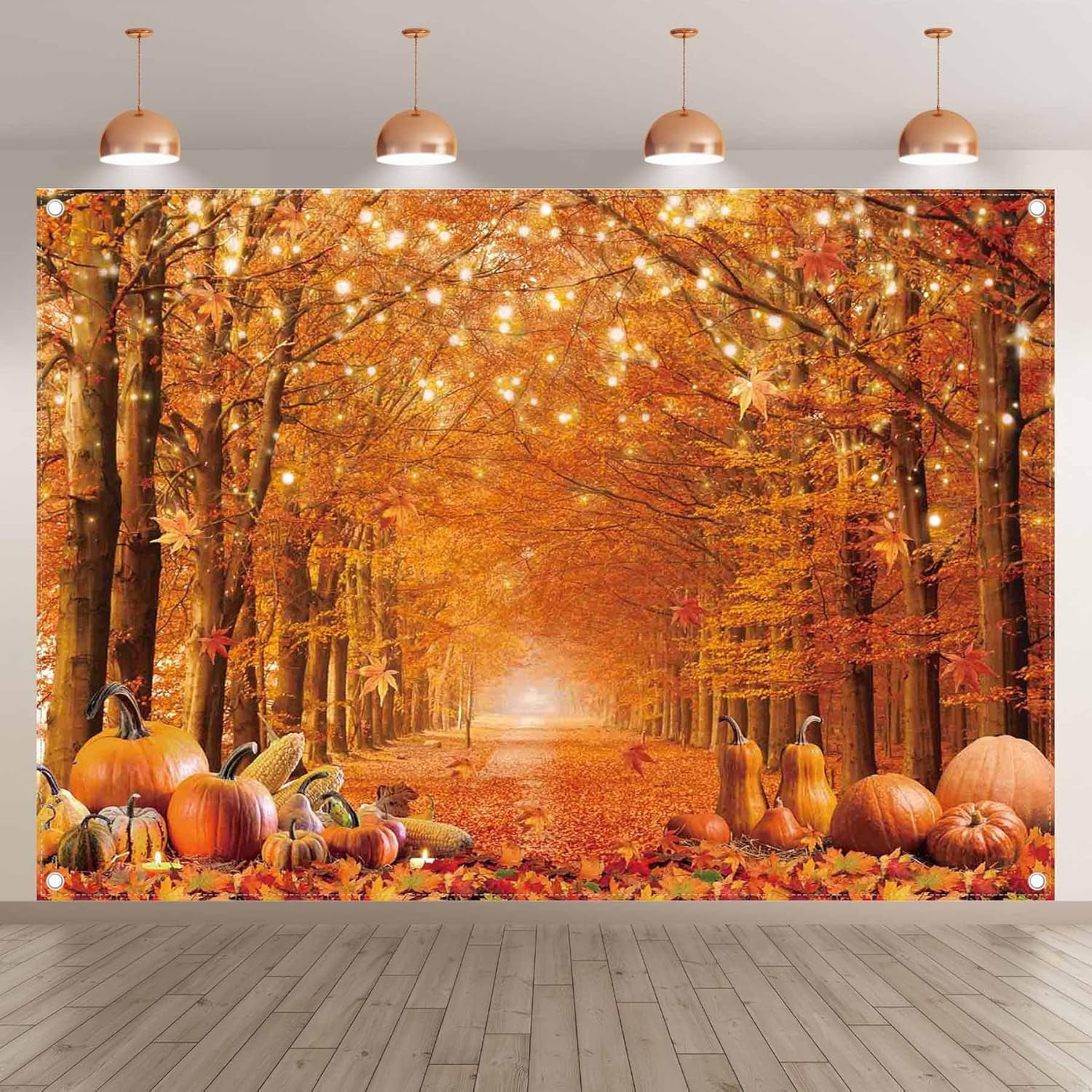 7x5ft Fall Photography Backdrop Autumn Maple Leaves Pumpkin ...
