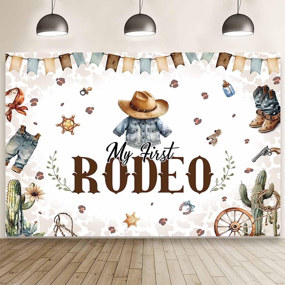 7x5ft My First Rodeo Backdrop Western Cowboy 1st Birthday Photography ...